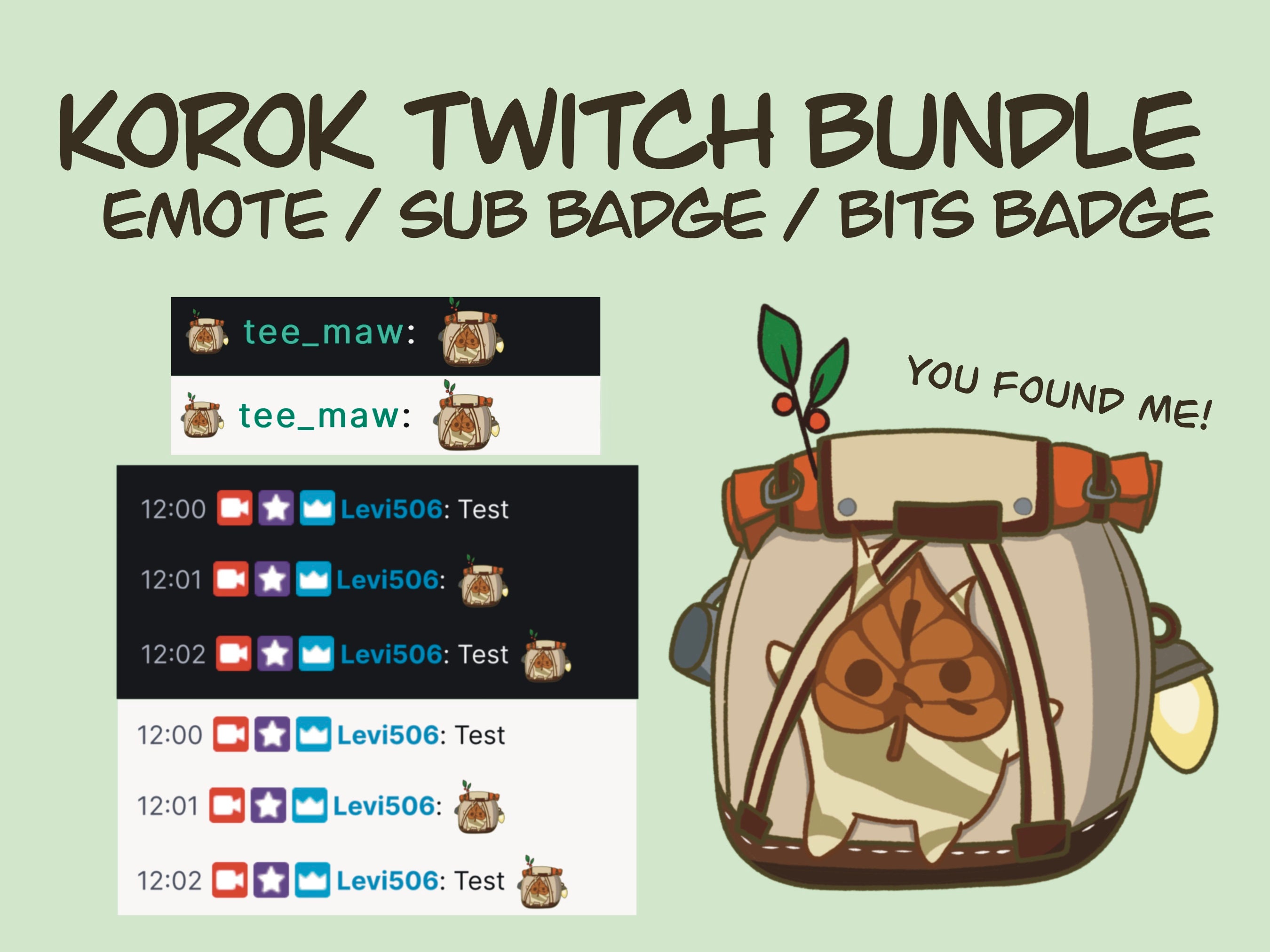 Korok Backpack Twitch Emote Sub Badge Bits Badge From TOTK, BOTW - Etsy