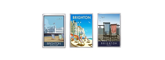 BRIGHTON TRAVEL POSTCARD 3 Themed Fridge Magnet Set | Etsy UK