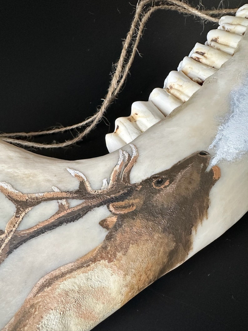 Bugling Elk Painted Jaw Bone - Etsy