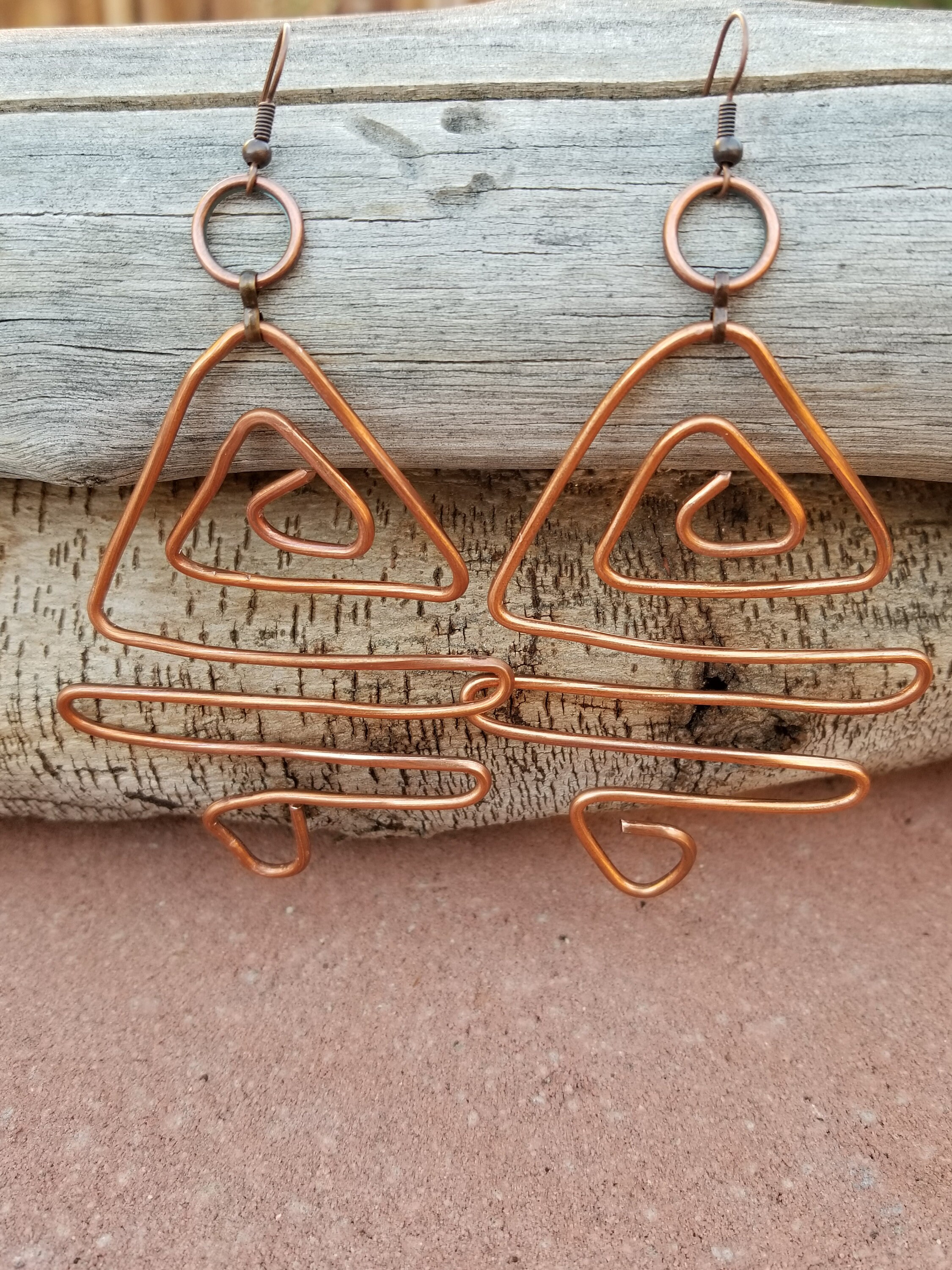 Triangle Copper Wrapped Dangle Earrings - Etsy.de