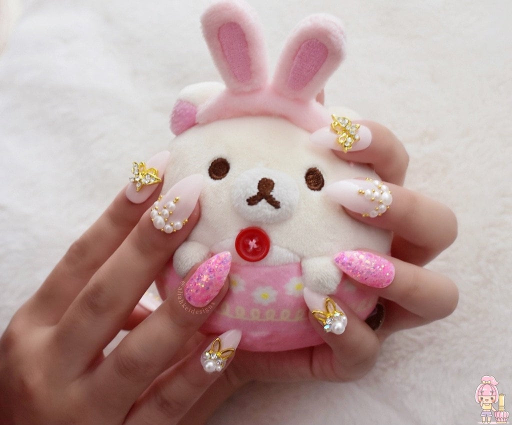 Pink Matte Bunny Press on Nails Kawaii Nails Cute Nails | Etsy