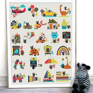 Alphabet Poster, Illustrated ABC Poster, Kids Wall Art, Nursery Decor ...