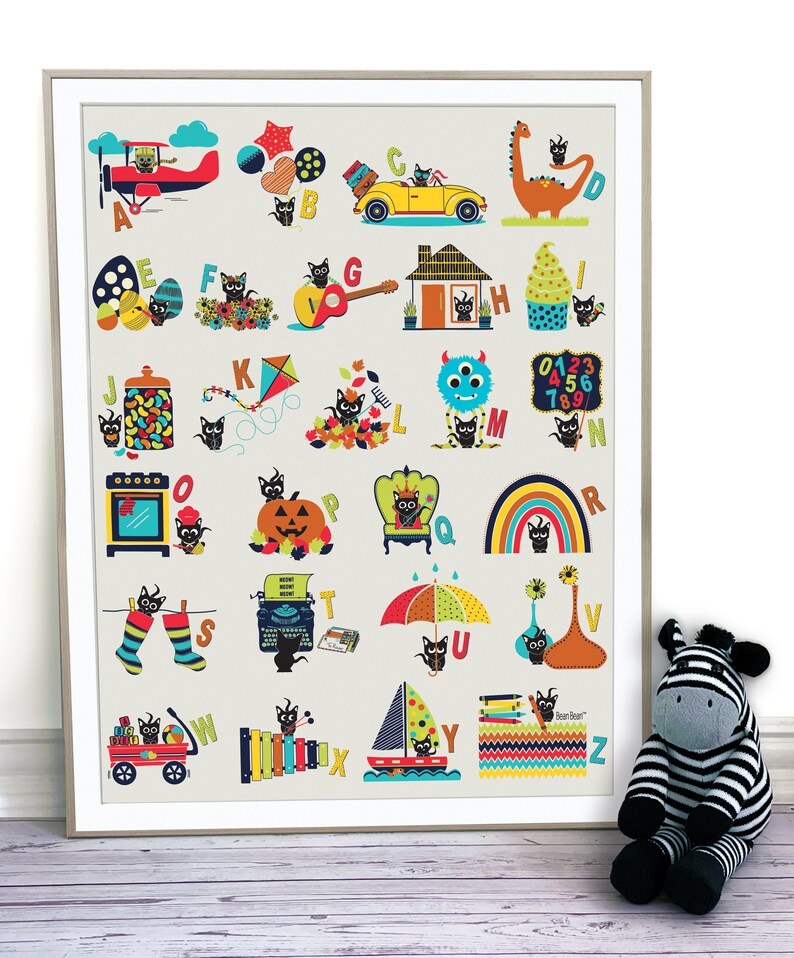 Alphabet Poster, Illustrated ABC Poster, Kids Wall Art, Nursery Decor ...