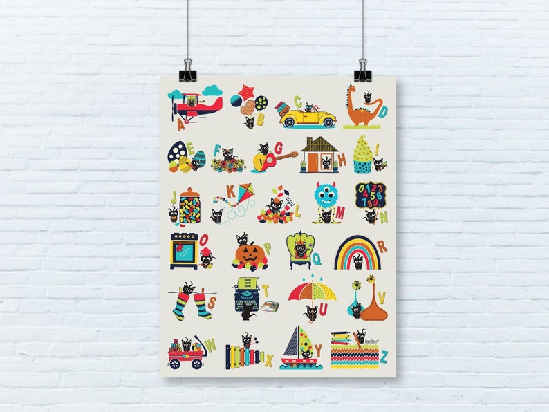 Alphabet Poster, Illustrated ABC Poster, Kids Wall Art, Nursery Decor ...