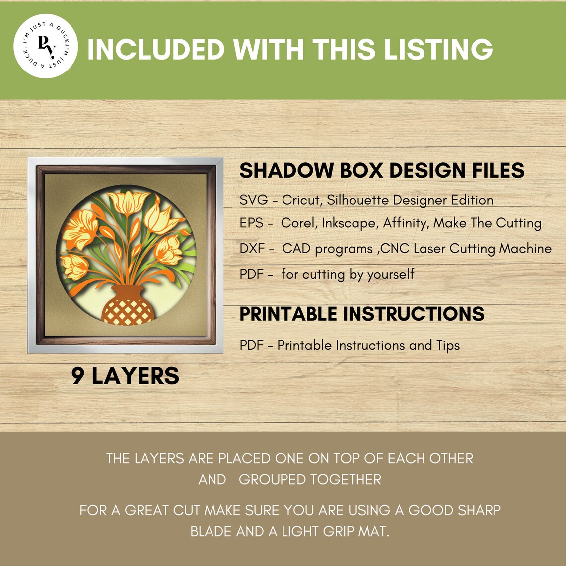 3D Tulip in Vase Shadow Box SVG for DIY Gift/layered Cardstock Paper ...