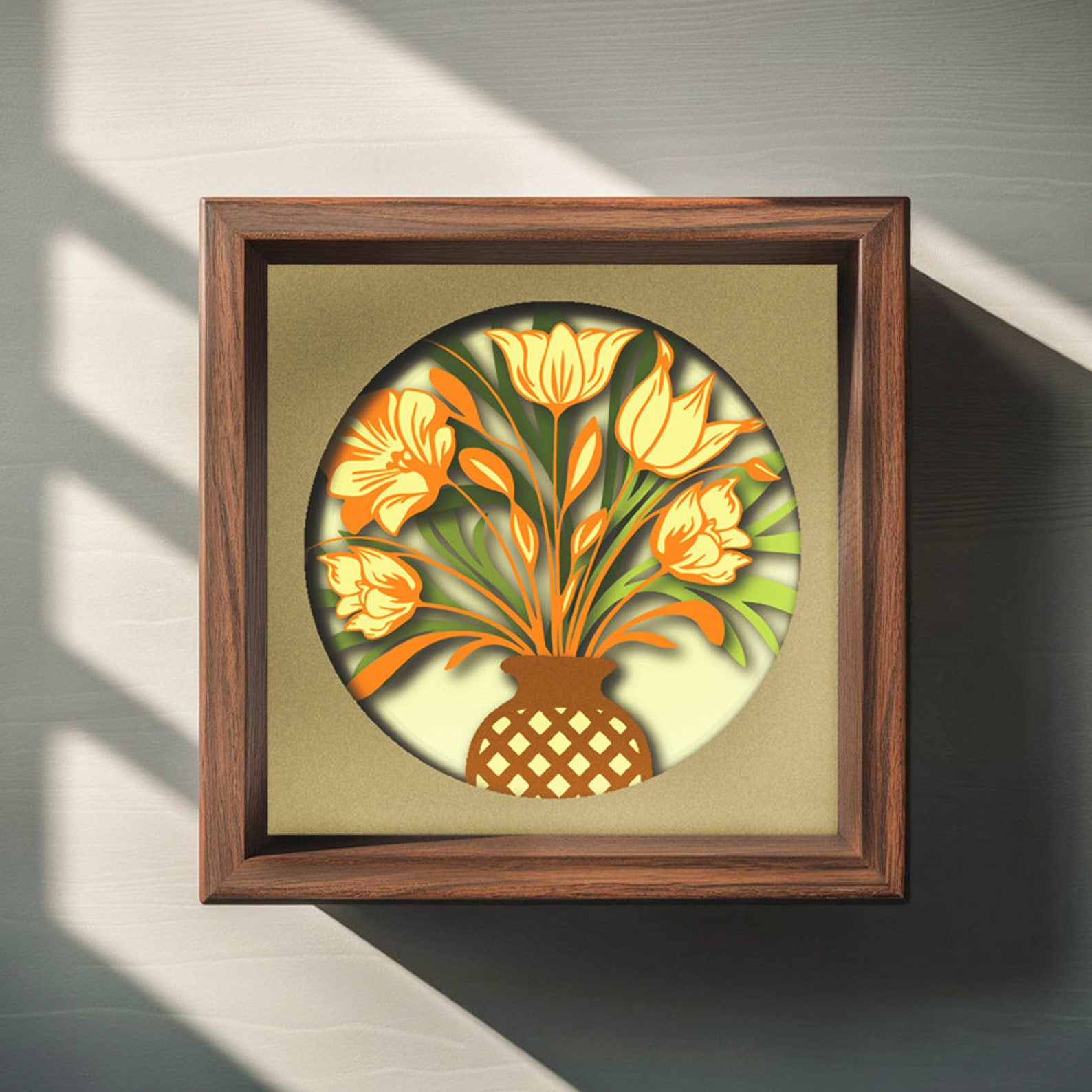 3D Tulip in Vase Shadow Box SVG for DIY Gift/layered Cardstock Paper ...