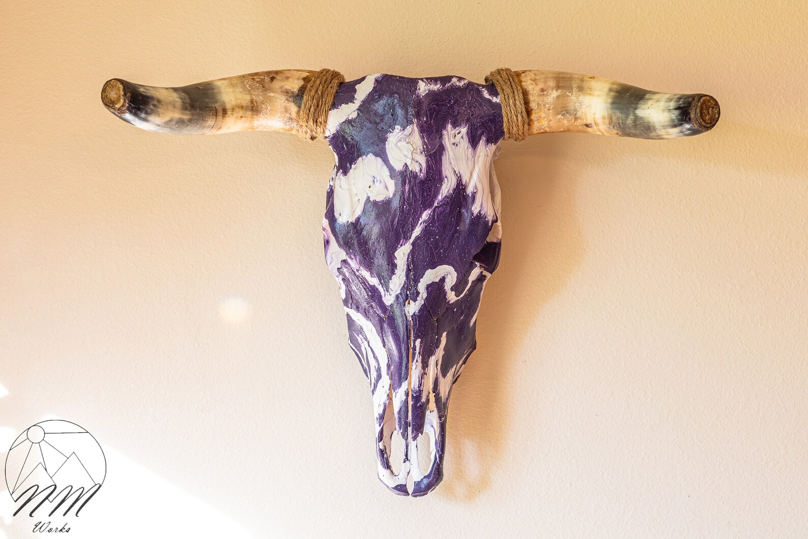 Painted Longhorn Skull Wall Mount | Western Home Decor | Farmhouse ...