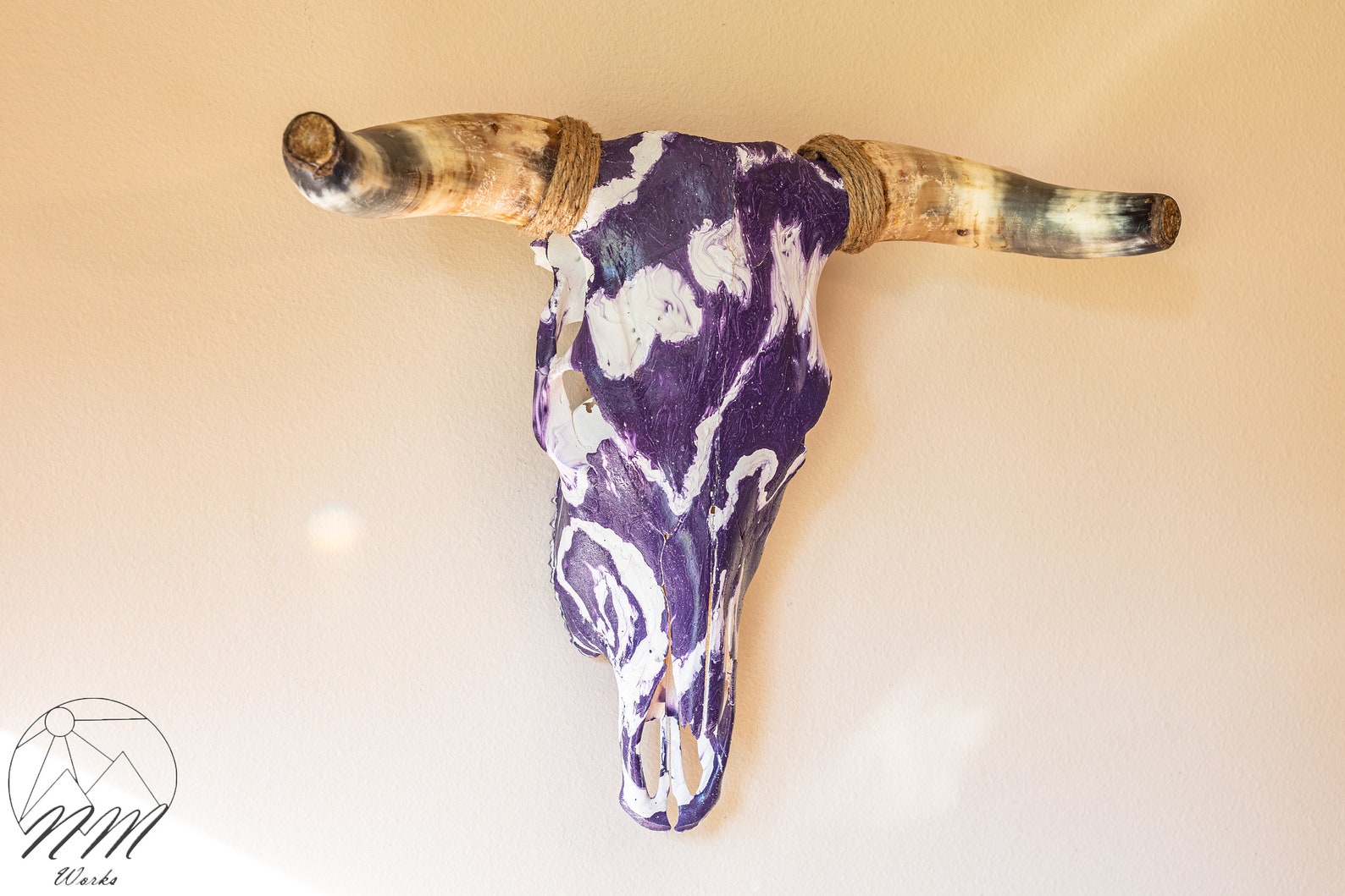 Painted Longhorn Skull Wall Mount | Western Home Decor | Farmhouse ...