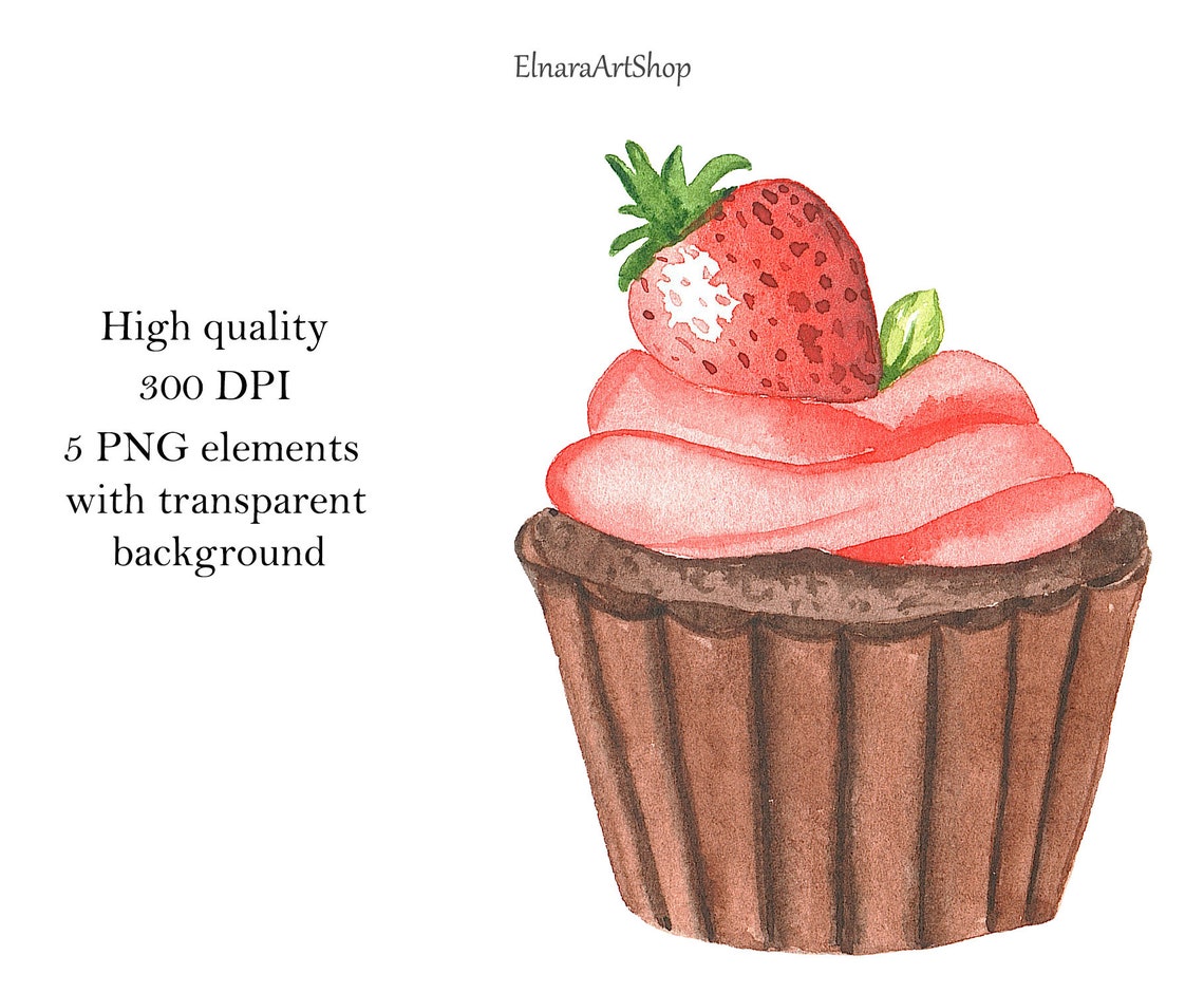Watercolor cupcake clipart Birthday cupcakes clipart | Etsy