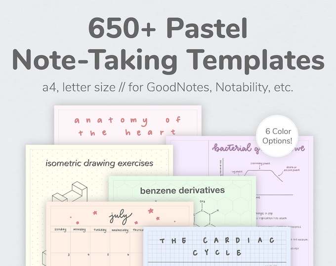 Pastel Digital Note Taking Templates, Note Taking Template, Note Taking ...