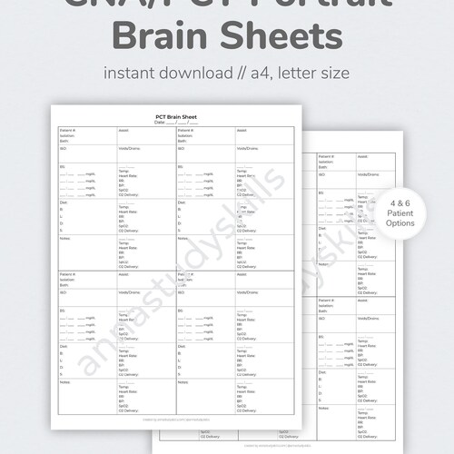 PCT/CNA Report Sheet Printable BRAIN Sheet Med Surg - Etsy Canada