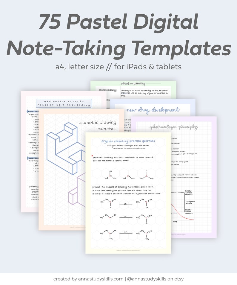 Pastel Digital Note Taking Templates Note Taking Template - Etsy