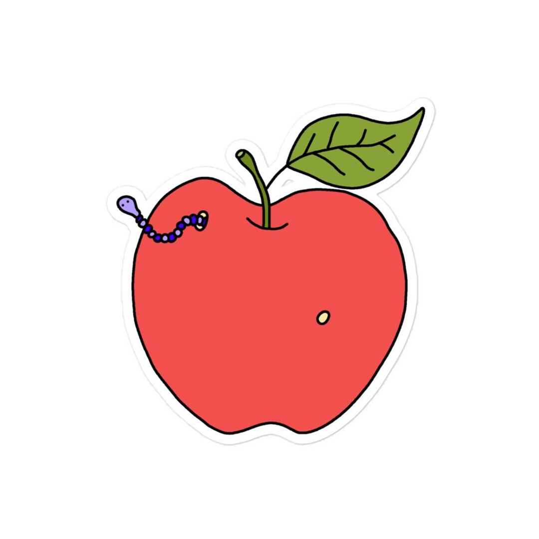 Sticker (vinyl) - Apple Eaten Alive - Drawing Cartoon Fantasy Macabre ...