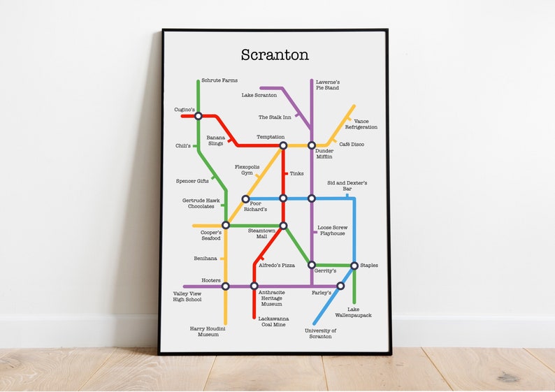 THE OFFICE Scranton Transport Map Poster - Etsy