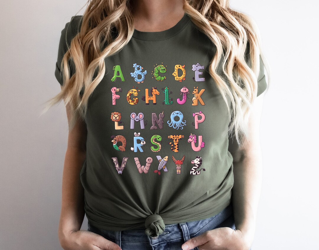 Alphabet Shirt, ABC Shirt, Animals Alphabet T-shirt, Kingergarten ...