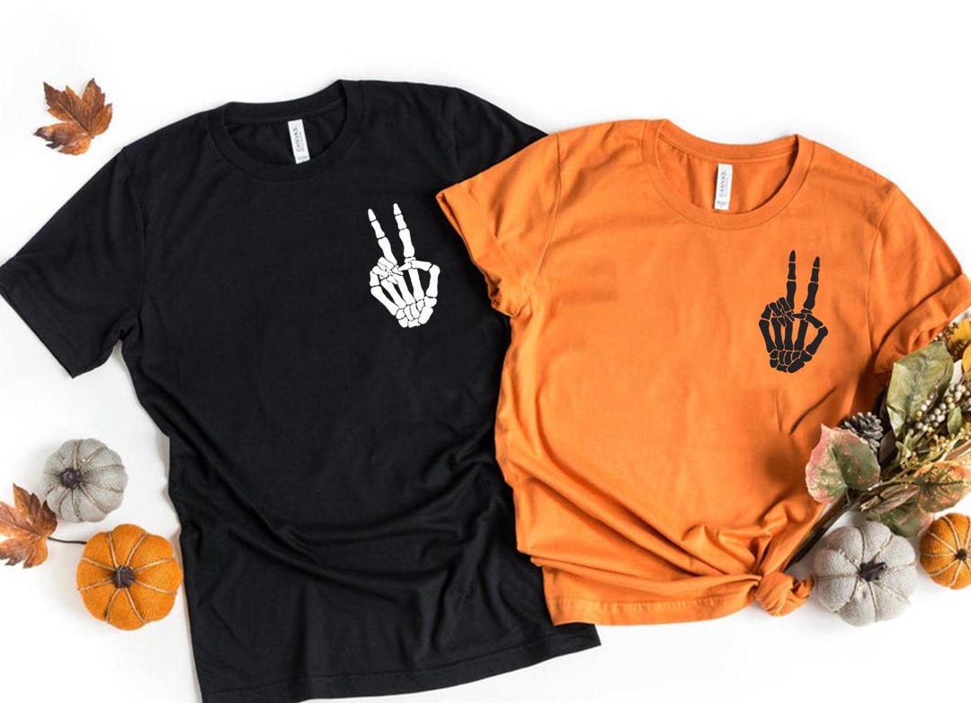 Skeleton Peace Sign Shirt, Skeleton Hand Shirt, Halloween Skeleton ...