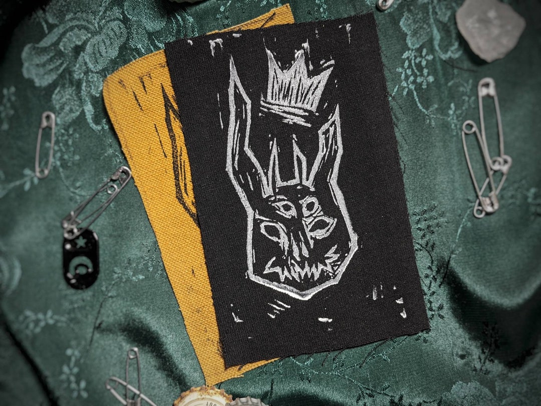Demon Patch || Linocut Block Print Sew on Punk Patch - Etsy