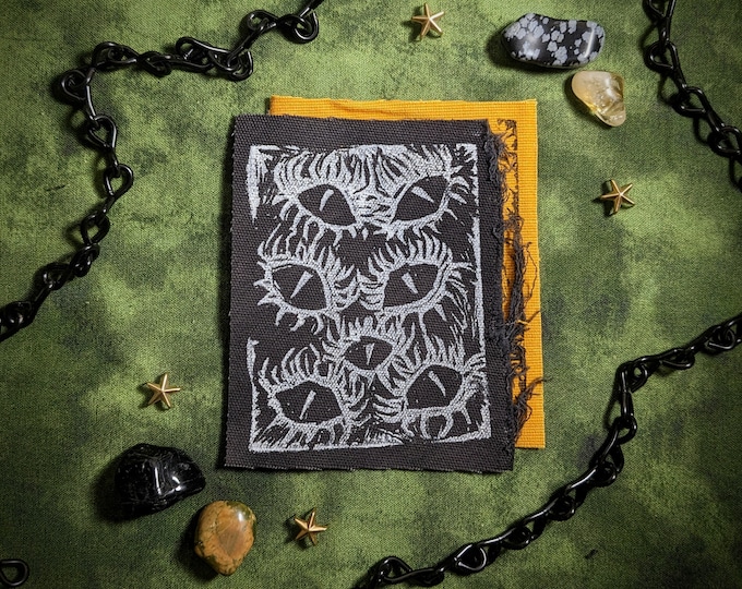 Creepy Eyes Patch Linocut Block Print Sew on Punk Patch - Etsy