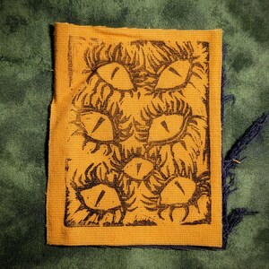 Creepy Eyes Patch Linocut Block Print Sew on Punk Patch - Etsy
