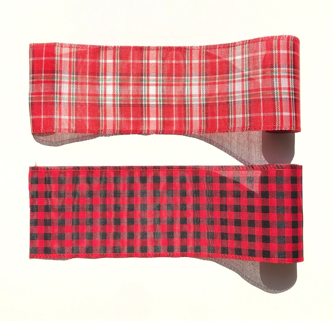 Buffalo Plaid Poly Ribbon. Red & Black Buffalo Ribbon. Christmas Plaid ...