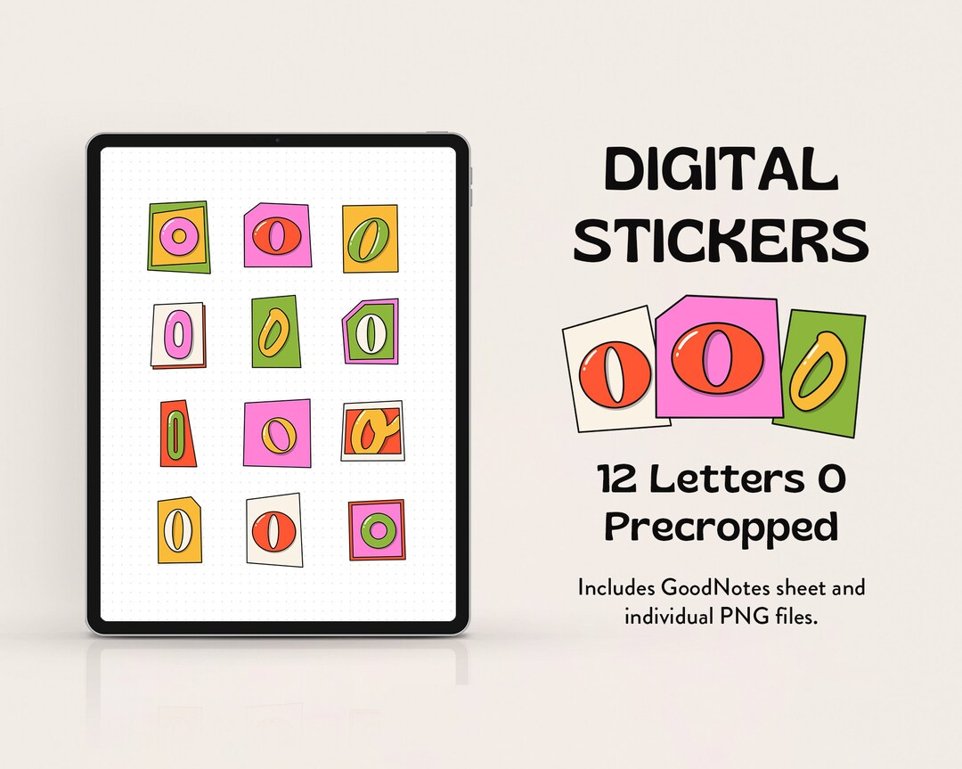 Letter "o" Digital Stickers: Goodnotes Planner Stickers (PNG Files) - Etsy