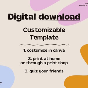 Quiz Template // Printable Game Customizable in Canva // Bold Gradient ...