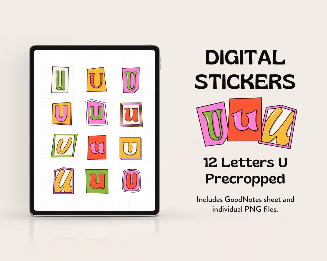 Letter u DIGITAL STICKERS Goodnotes Sticker Book - Etsy