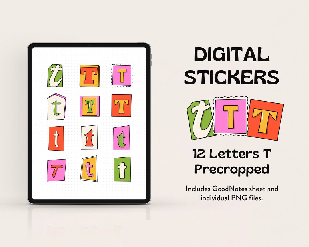 Letter "t" Doodle Stickers: Goodnotes Planner Stickers (PNG Files) - Etsy