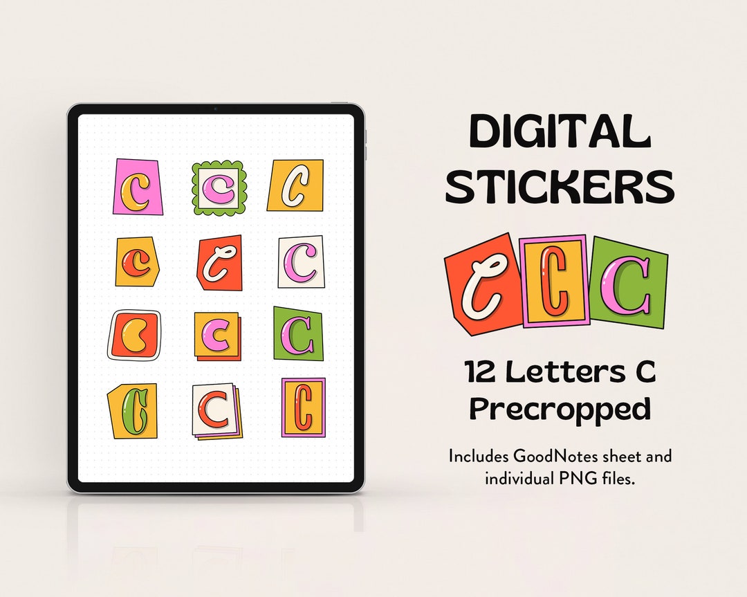 Letter C Digital Stickers: Goodnotes Planner Doodles (PNG) - Etsy