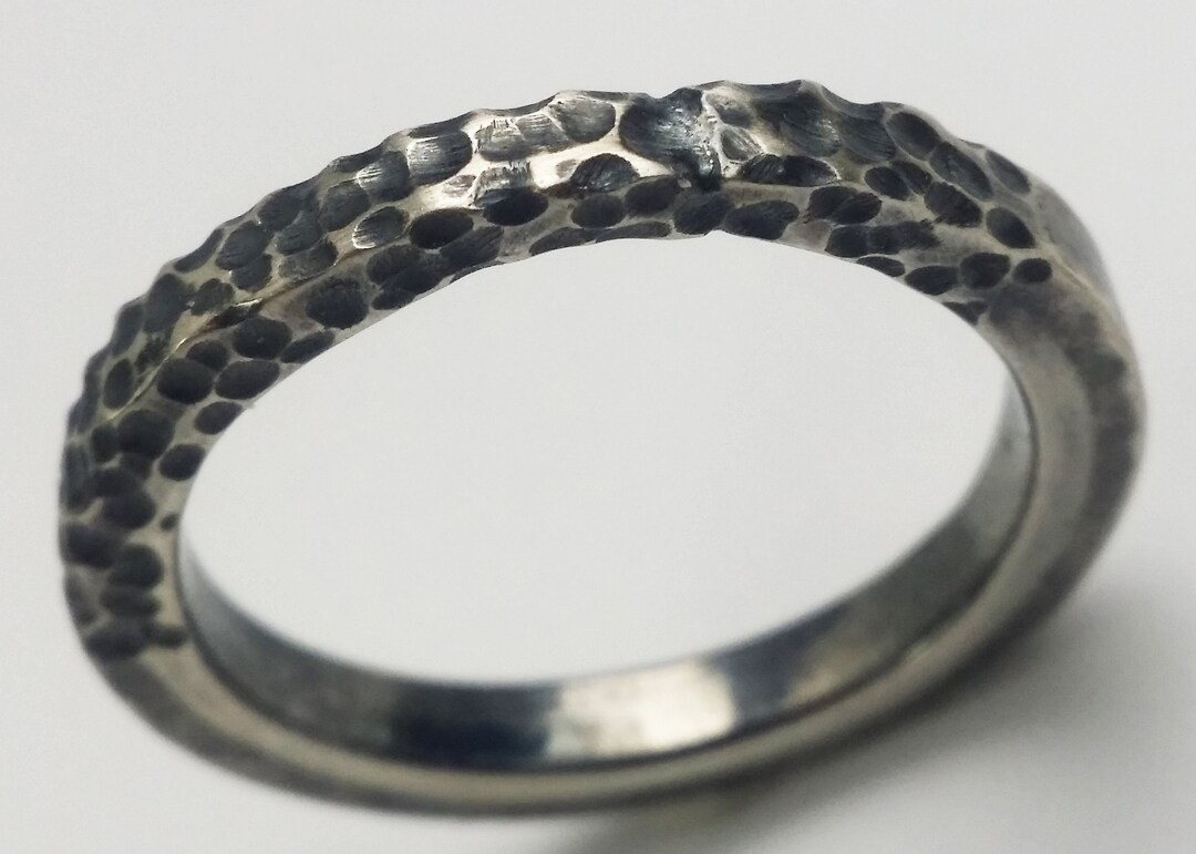 Narrow Silver Ring Forged With Structure, Clip-on Ring With Beautiful ...