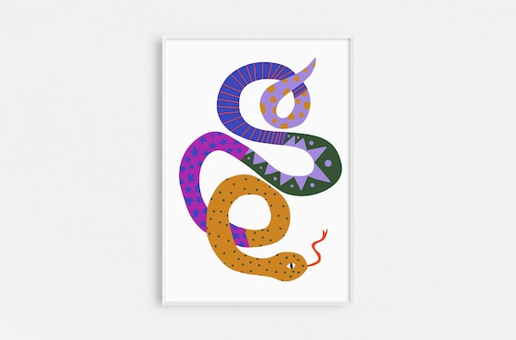 Colorful Snake Art Print Digital Print Wall Art Prints Art - Etsy