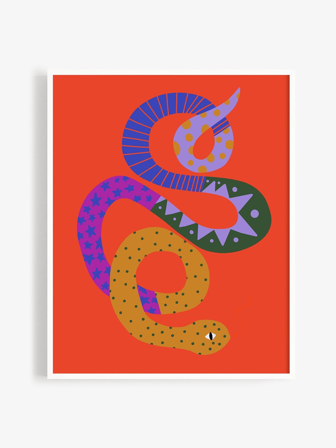 Colorful Red Snake Digital Art Print, Printable Wall Art for Nursery or ...