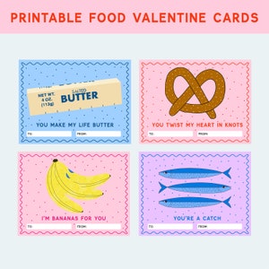 Printable Food Pun Valentine's Day Cards, Classroom Valentine's Day ...
