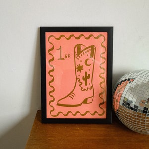 Cowboy Boot Stamp A4 Print - Etsy