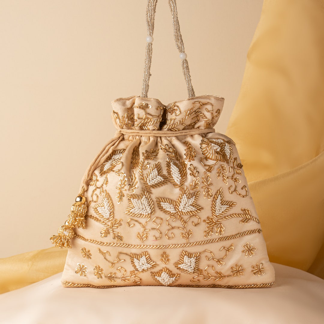 Beautiful Wedding Indian Katdana Pearl Beaded Bridal Potli Purse Bag ...