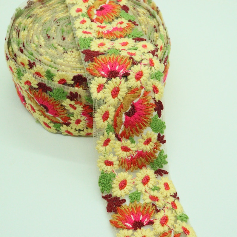 Floral Pattern Colorful Thread Embroidery Indian Decorative - Etsy