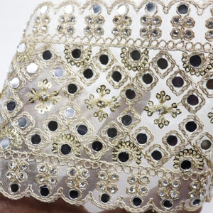 Real Mirror and Crystal Beaded With Golden Thread Embroider Saree ...