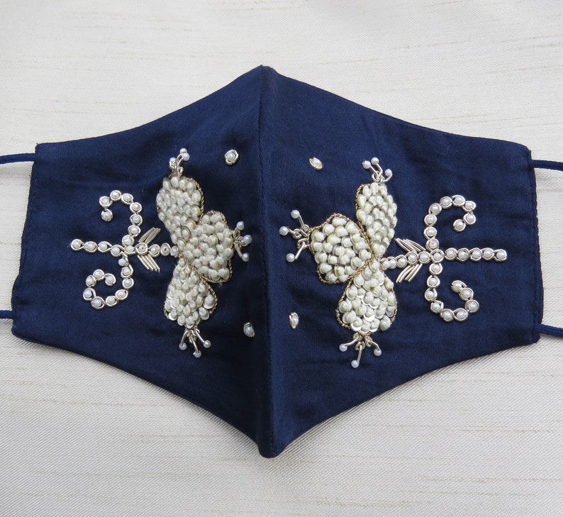 French Knot Embroidered Silk Face Masks Embellishment Face | Etsy