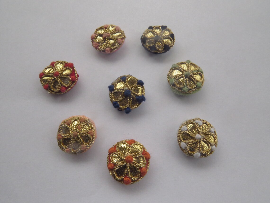 Golden Lace Floral Sewing Button, Indian Wedding Dress Embellishment ...