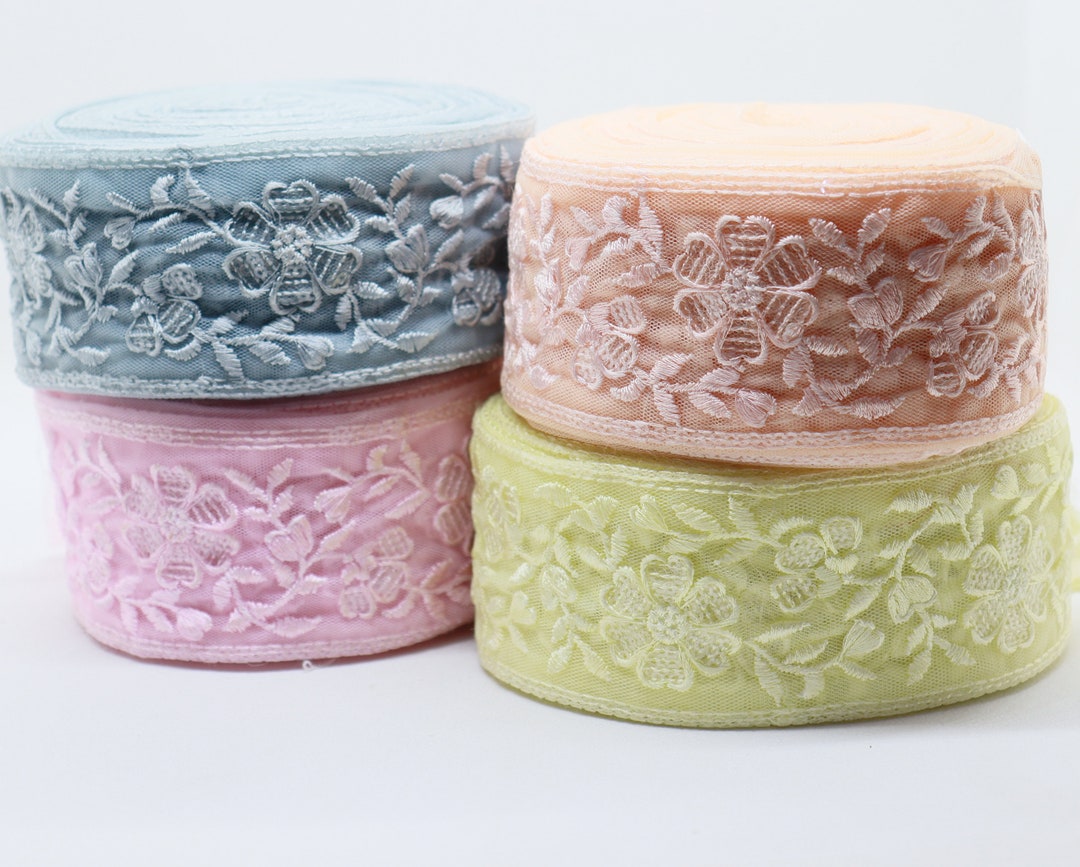 Gorgeous Floral Thread Embroidered Sewing Tulle Lace Trim for Dress ...