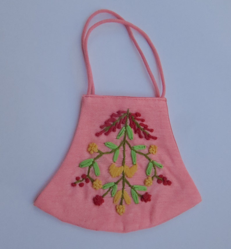 Artisan Hand Embroidery Floral Texture Rose Pink Face Mask for - Etsy