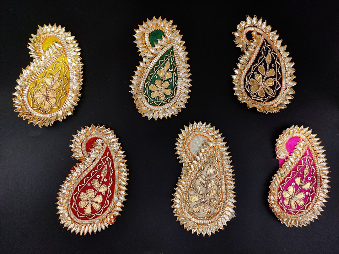 5" X 2" Zardosi Sequin Gota Patti Sewing Hand Embroidery Patch for ...
