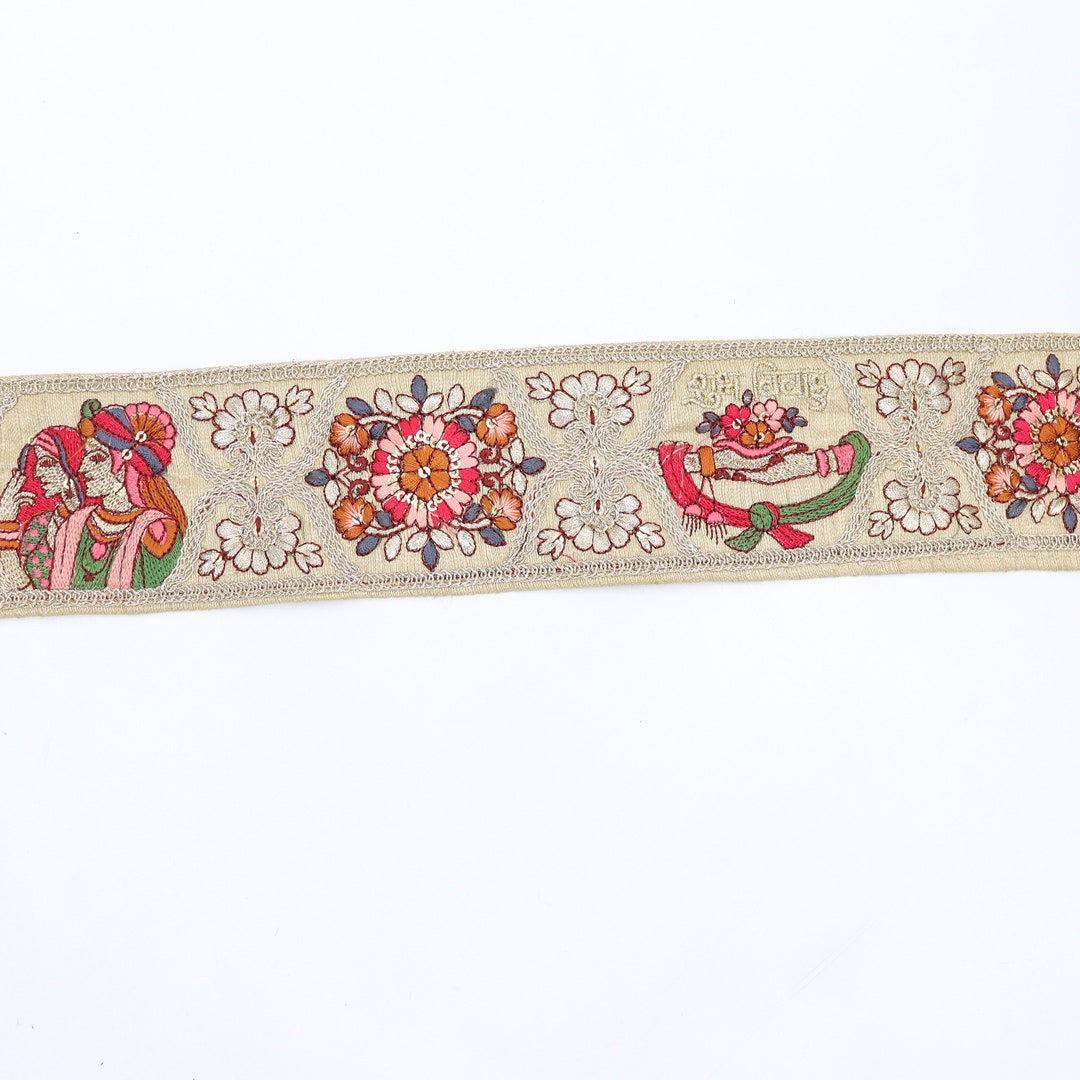 Raja Rani Indian Embroidered Fabric Trim DIY Crafting Embellishment ...