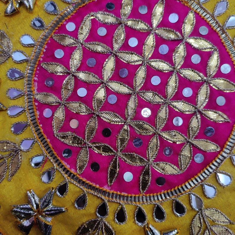 9 Wide Indian Gota Patti Hand Embroidered Rangoli Round - Etsy