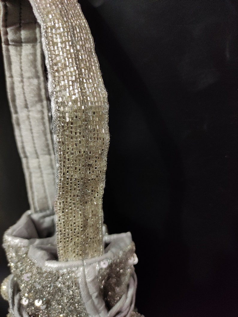 Evening Party Luxury Silver Fabric Drawstring Handbag Purse - Etsy