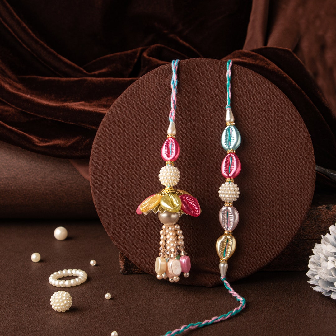 Beautiful Colorful Shell Beaded Indian Raksha Bandhan Rakhi Set for ...