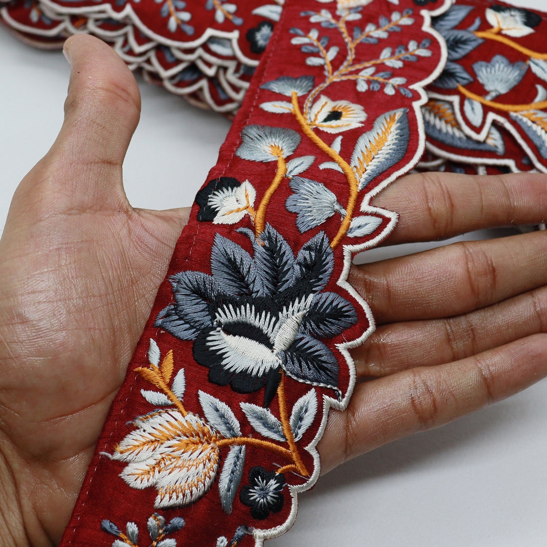 2.25inch Wide Maroon Decorative Lace Trim for Crafting Thread Embroider ...