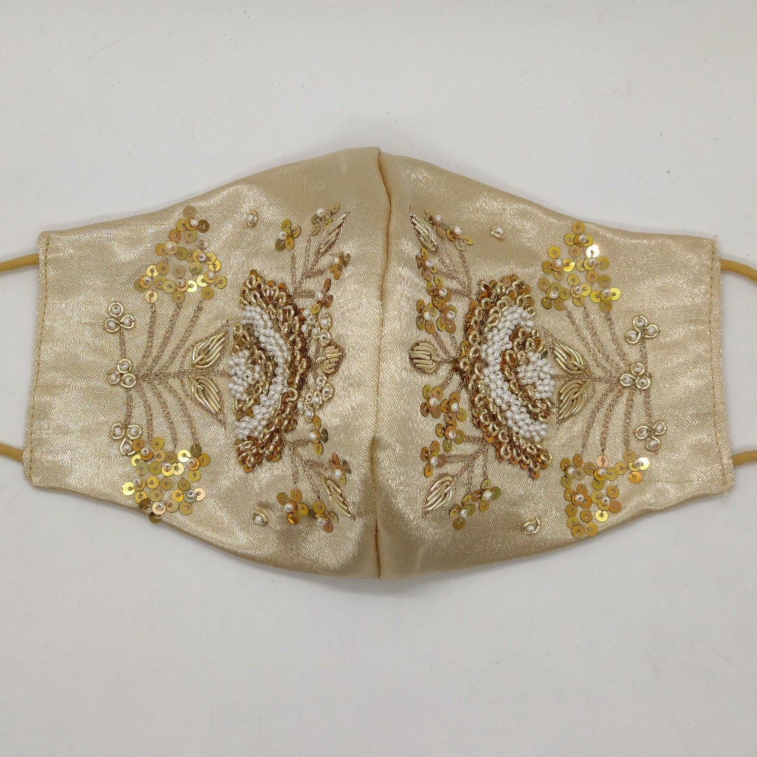 ULTRA SOFT Satin Silk Fabric Motif Sequin Zardosi Embroider Designer ...