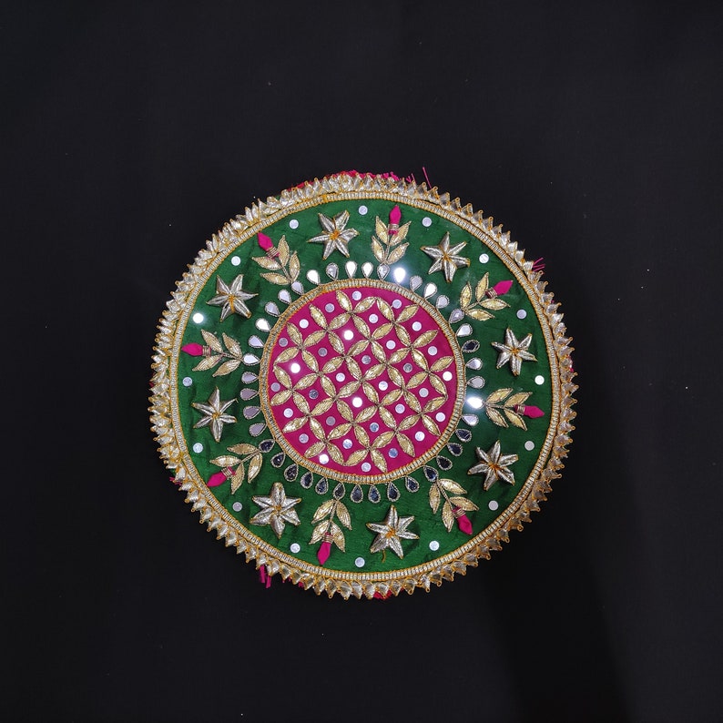 9 Wide Indian Gota Patti Hand Embroidered Rangoli Round - Etsy