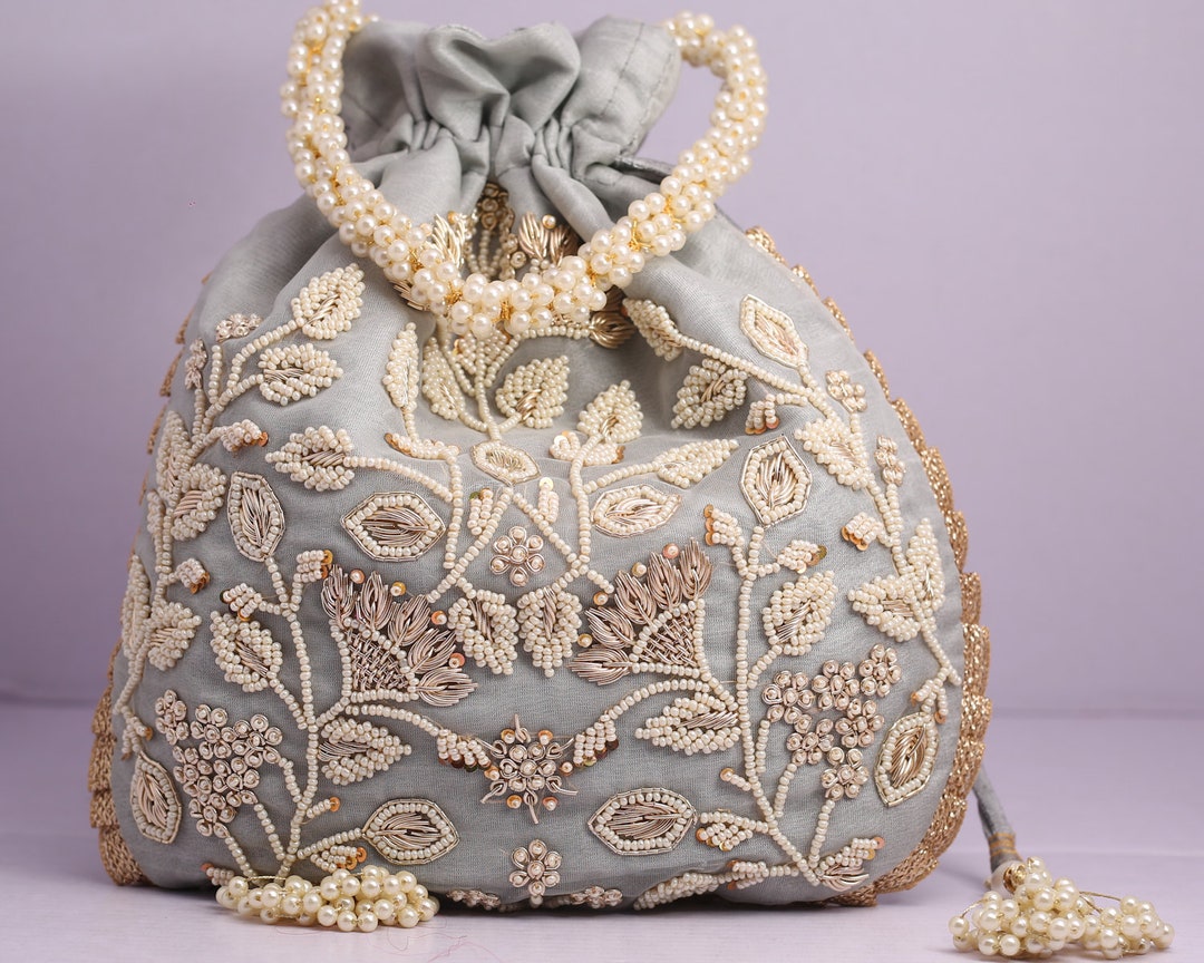 Indian Potli Bag, Hand Embroidery, Handmade, Bridal Potli, Wedding Bag ...